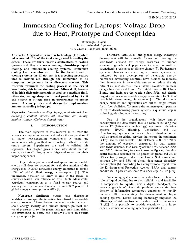 Immersion Cooling For Laptops Voltage Drop Due To Heat, Prototype and ...
