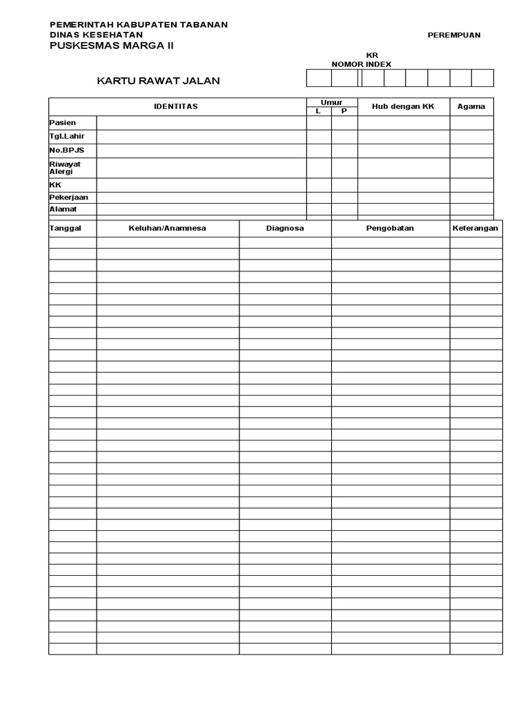 KARTU RAWAT JALAN PASIEN DI PUSKESMAS MARGA II | PDF