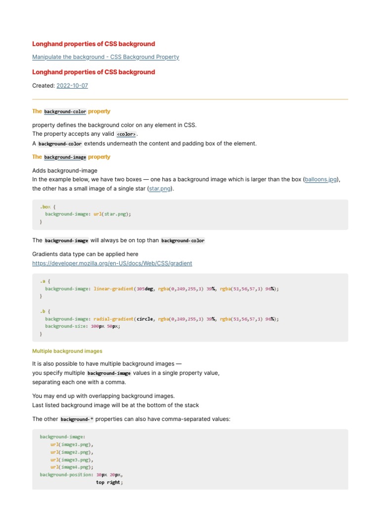 Longhand Properties of CSS Background | Download Free PDF | Computer ... Longhand Properties of CSS Background | Download Free PDF | Computer ...