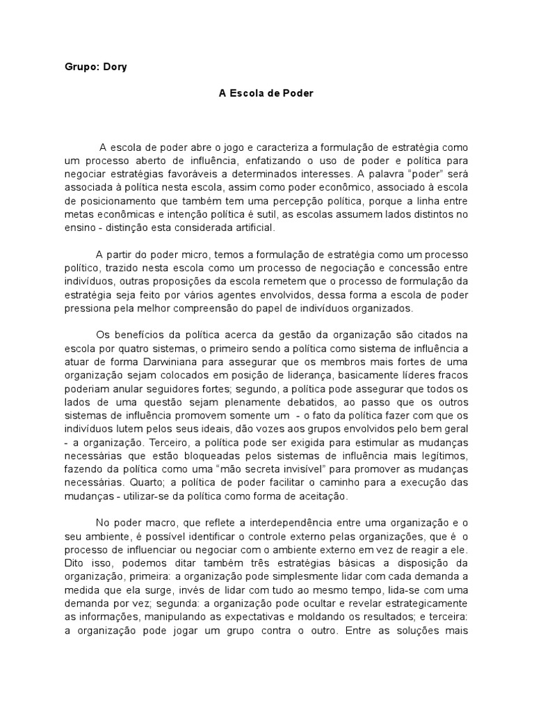 Escola Do Poder | PDF | Poder (social e político) | Economia