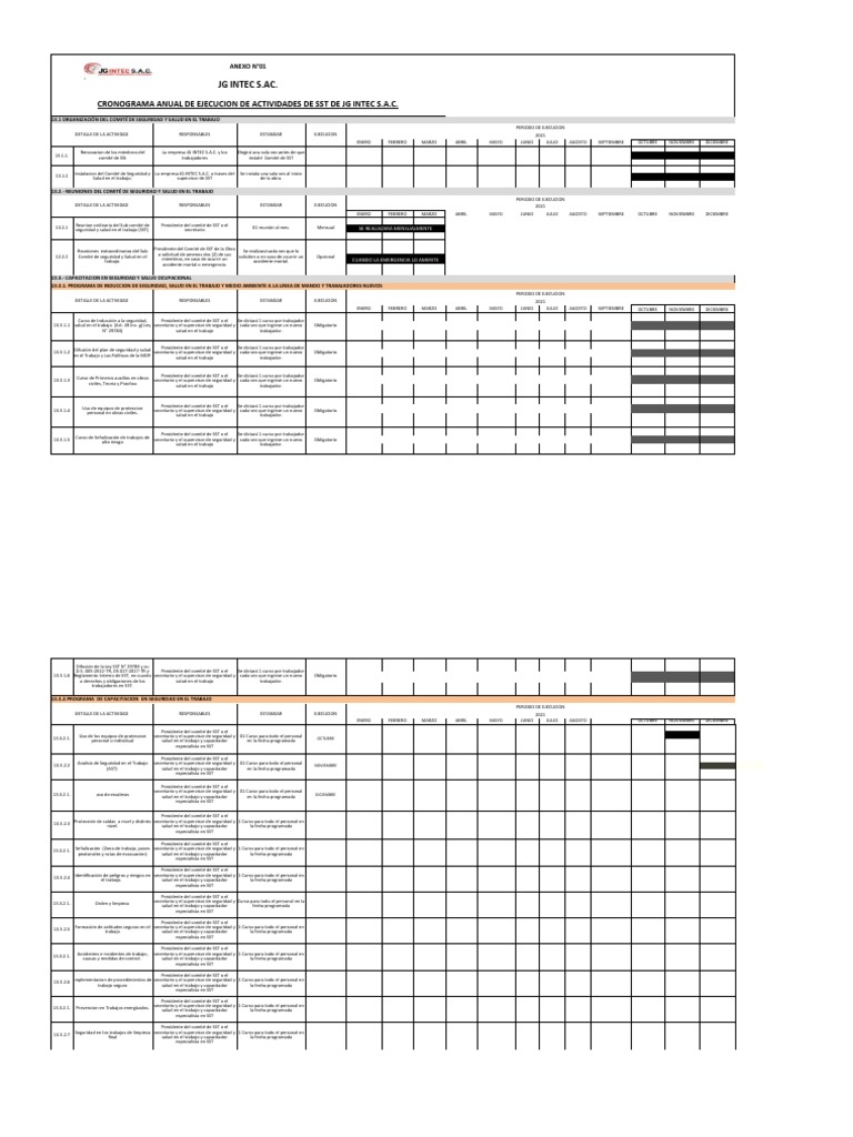 Anexo #01 - Cronograma de Plan de SST | PDF