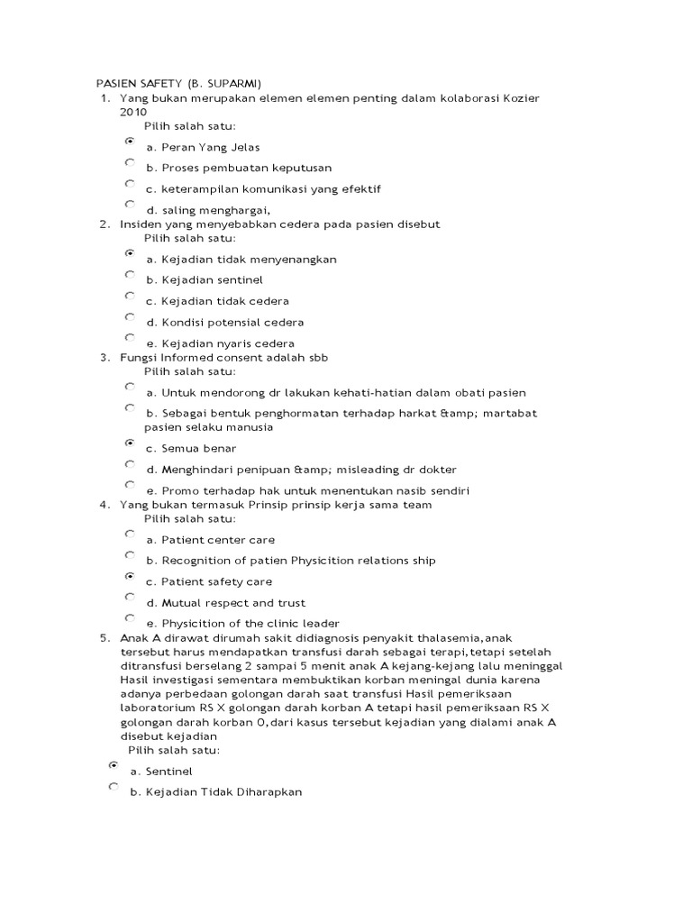 UTS Patient Safety (Bu Suparmi) | PDF