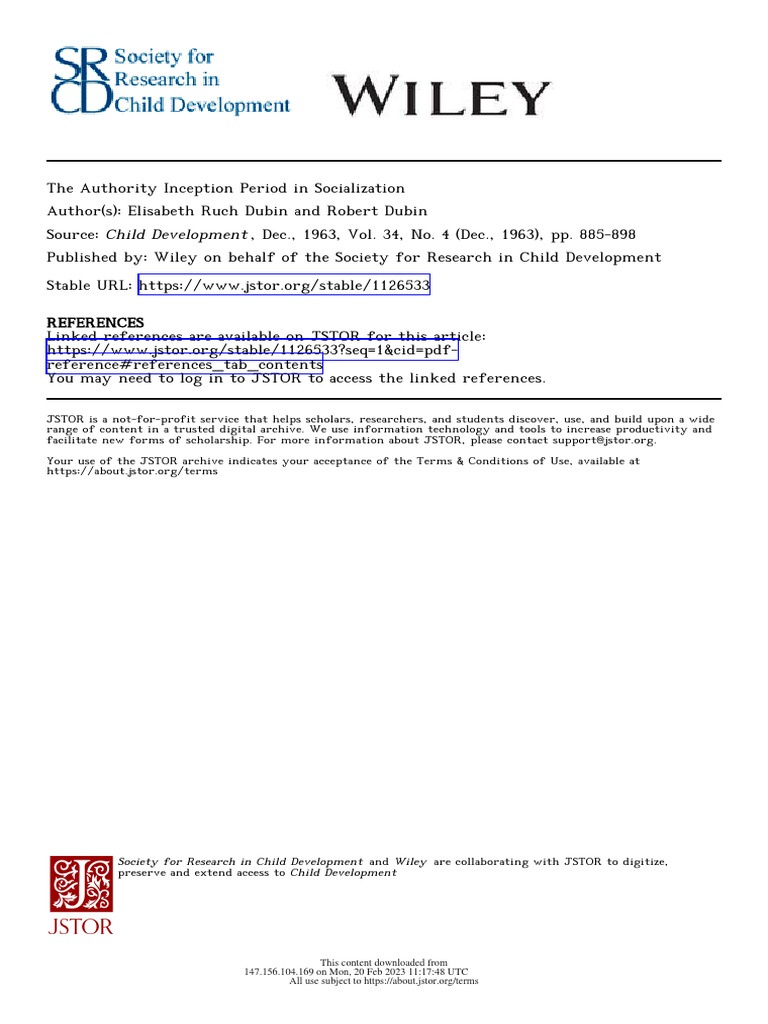 Dubin Dubin 1963 Authority PDF | PDF | Socialization | Parenting