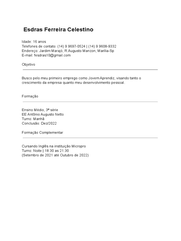 Currículo Esdras PDF | PDF