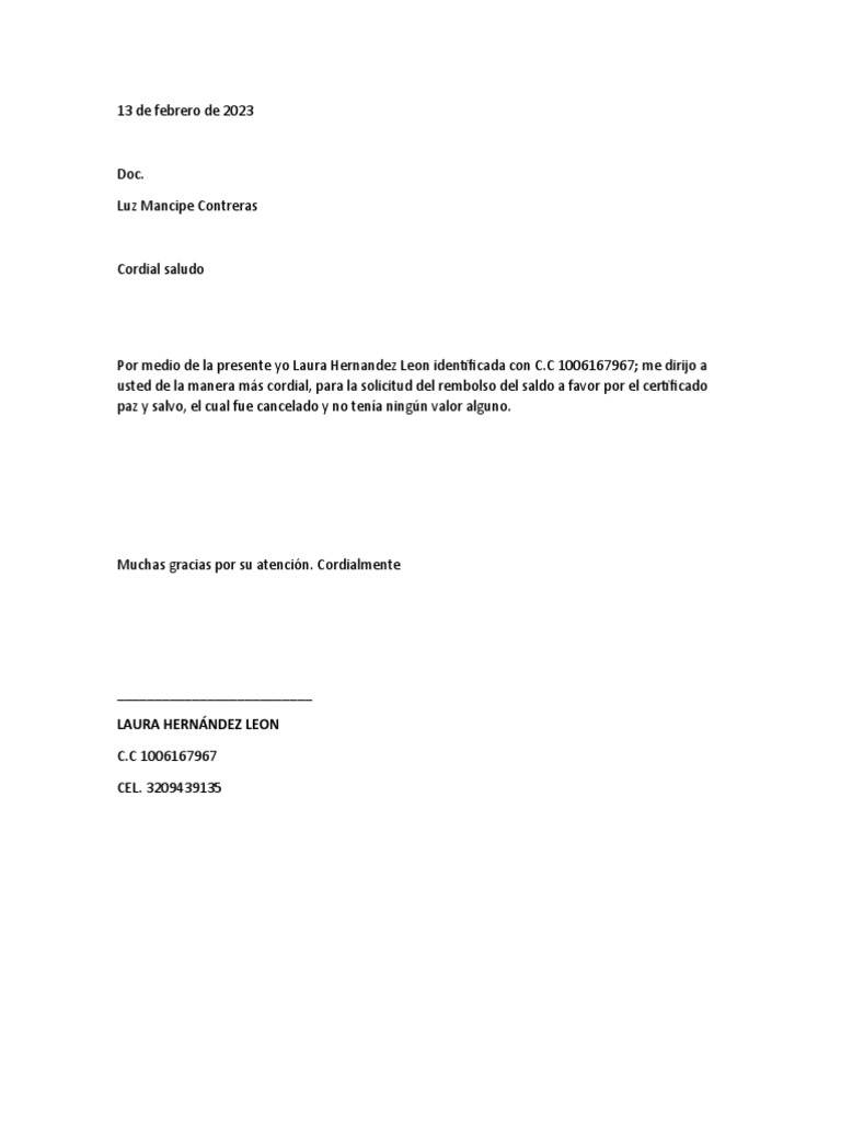 Carta Reembolso | PDF | Política | Derecho