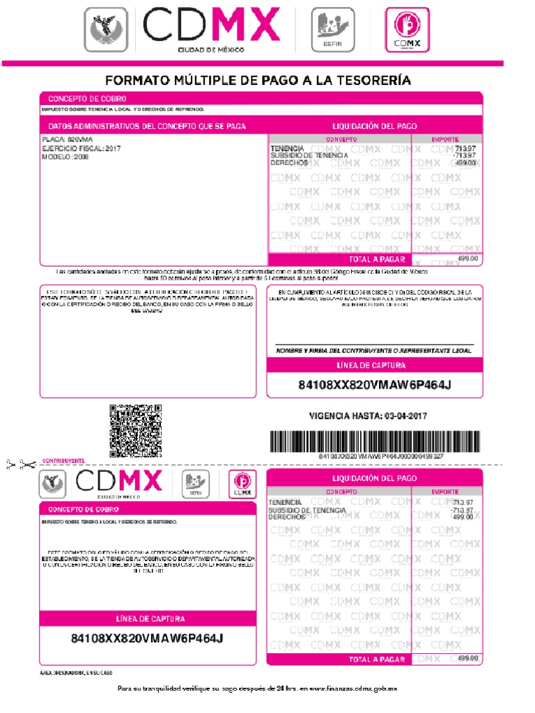 Ejemplo Tenencias CDMX | PDF