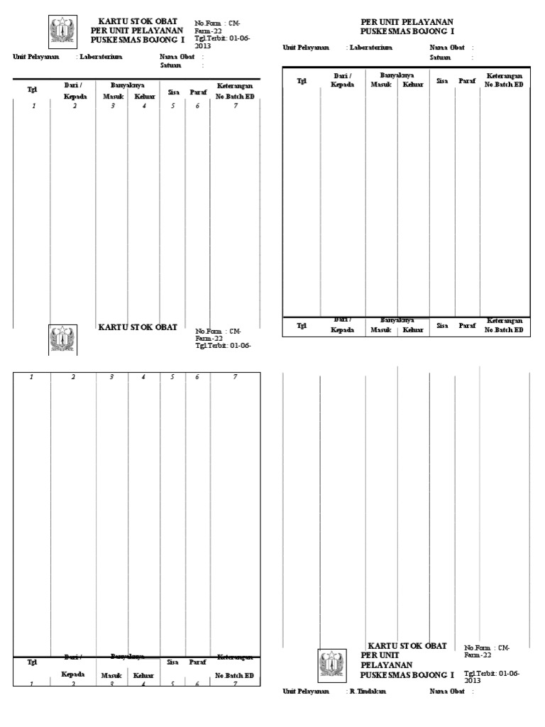 Contoh Kartu Stok Obat | PDF