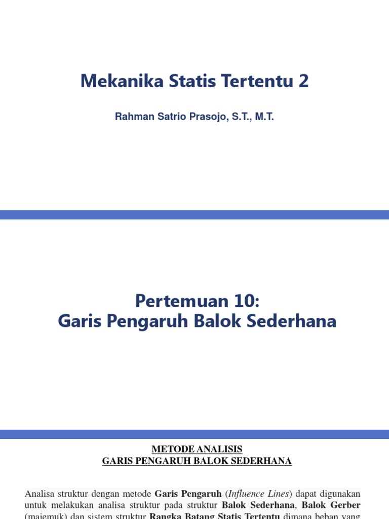 Analisis Garis Pengaruh Balok Sederhana | PDF