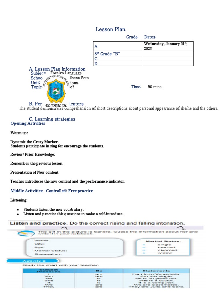 01-02 Lesson Plan | PDF | Lesson Plan | Cognitive Psychology