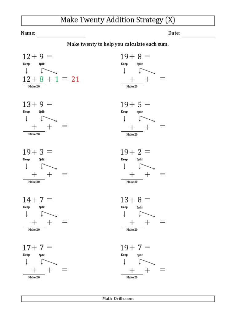 Make 20 Addition Strategies | PDF