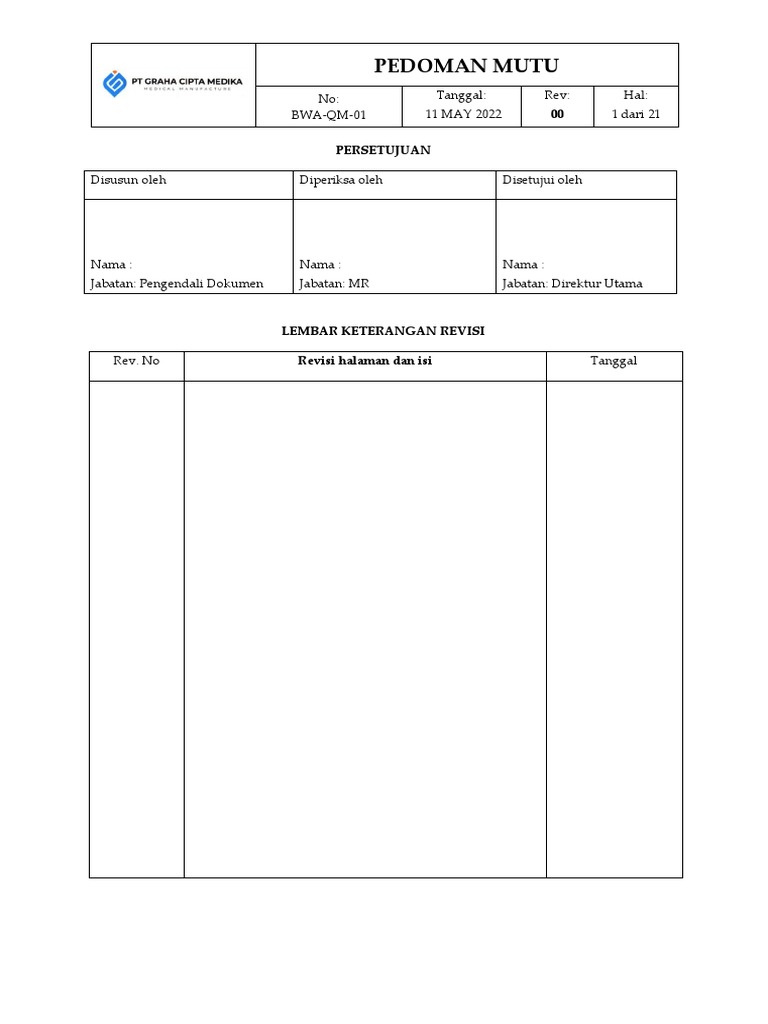 GCM-QM-01 Pedoman Mutu | PDF
