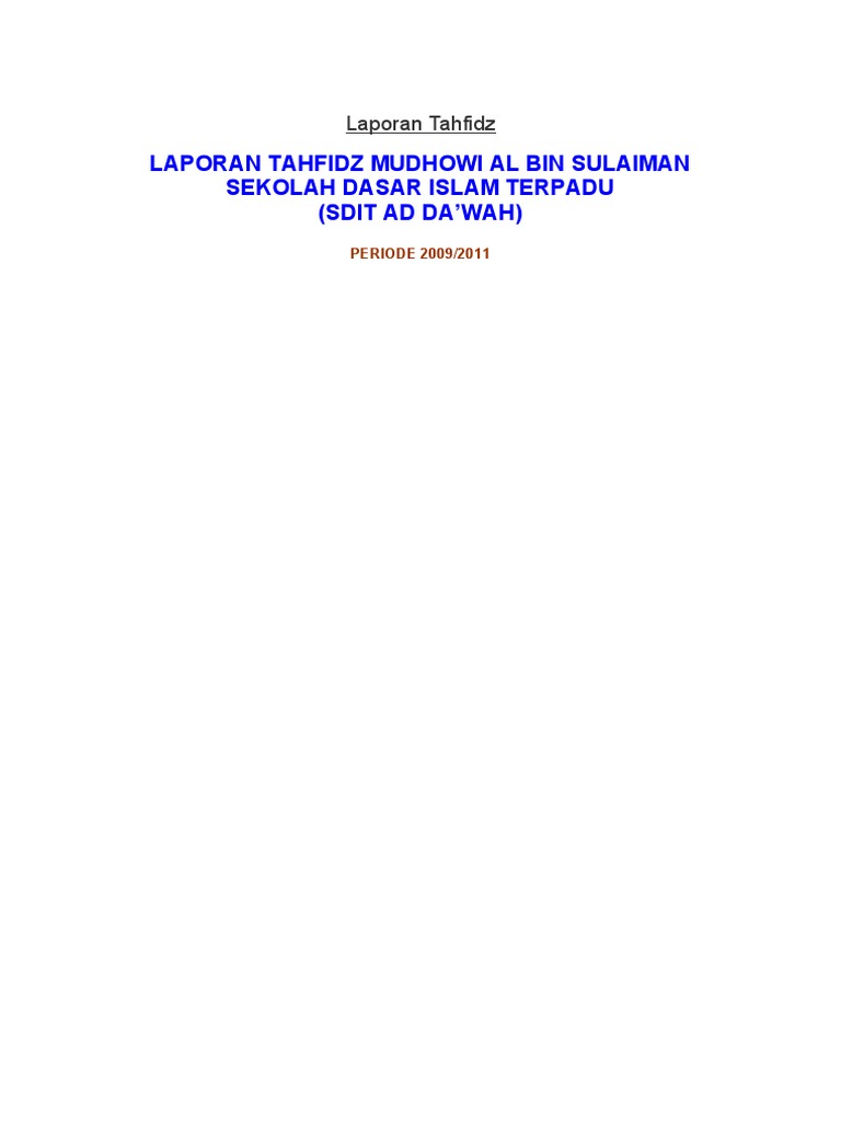Laporan Tahfidz | PDF
