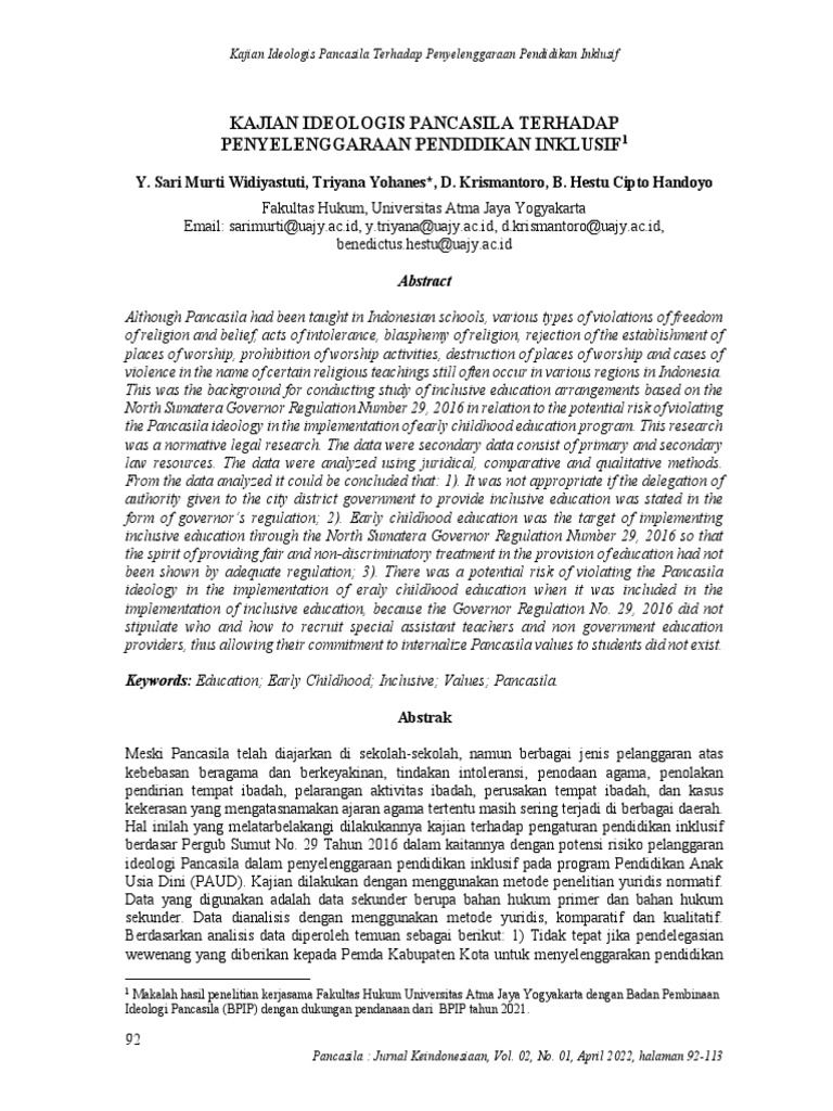 8 HP y Sari Murti Et Al. Artikel Untuk Jurnal Pancasila Kajian Perda Sumut No. 292016 3 Uajy 92 ...