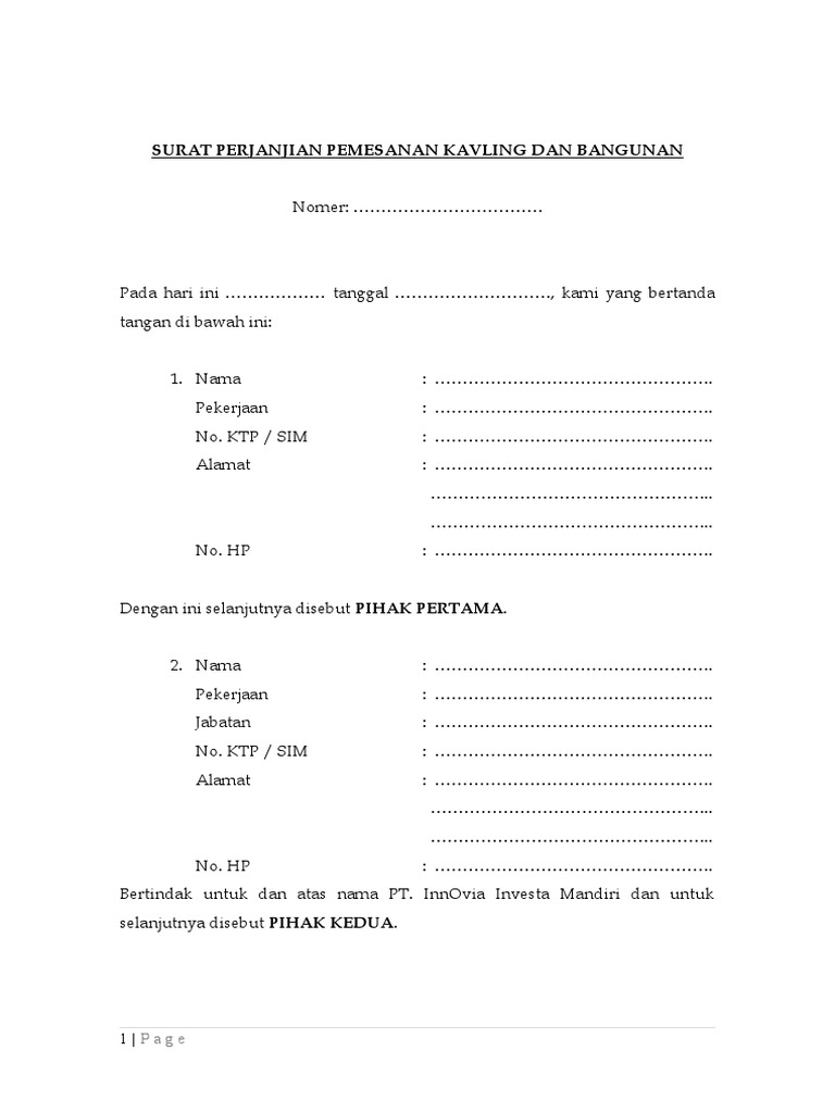 Contoh Surat Perjanjian Kerjasama Dalam Bidang Bisnis FH UII | PDF