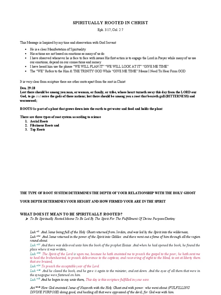 Assessing Your Spiritual Roots in Christ | PDF | Jesus | Holy Spirit