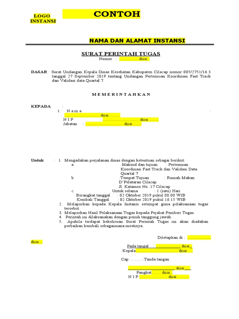CONTOH SURAT TUGAS | PDF