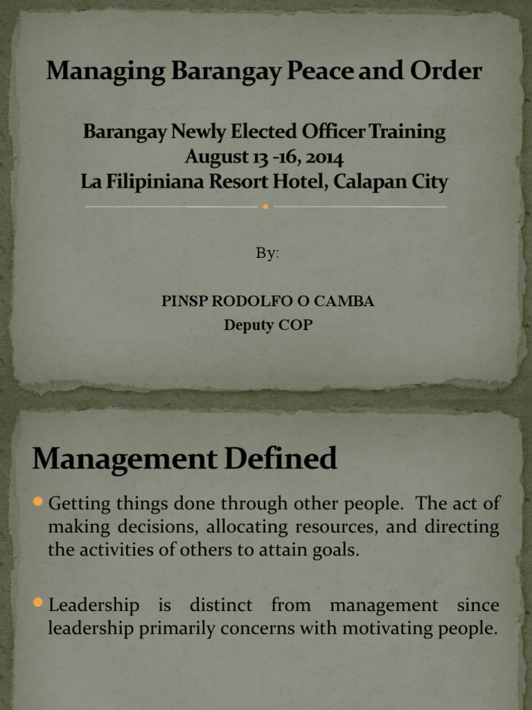 Managing Barangay Peace and Order | PDF