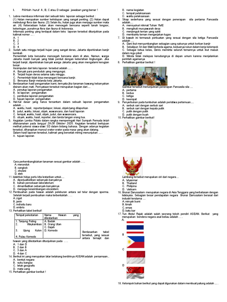Soal Pas Kelas 6 Tema 1 | PDF | Perjalanan