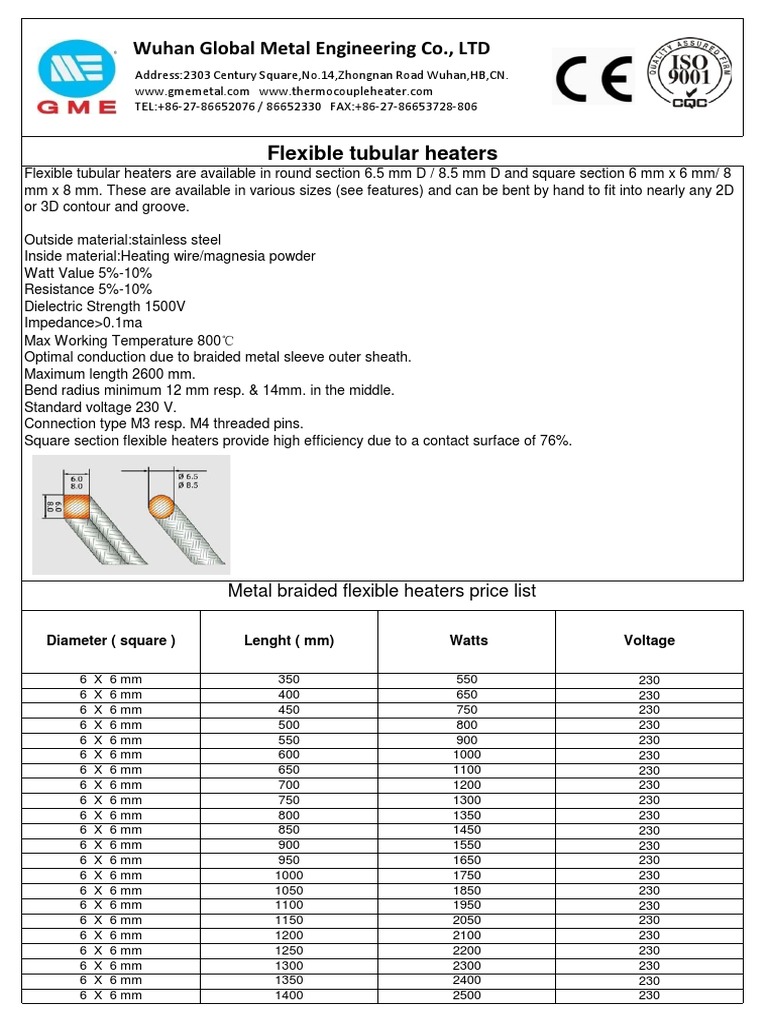 GME-Tubular Flexible Heaters | PDF | Materials | Building Engineering