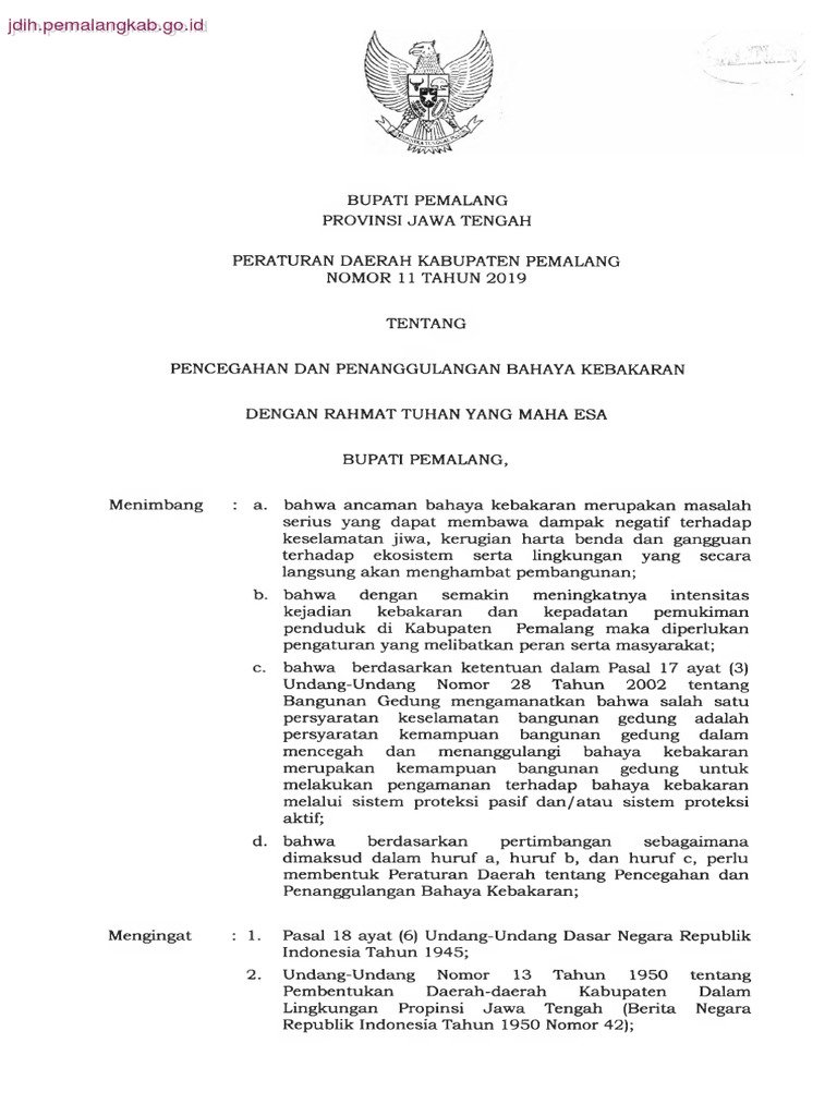 Perda - No - 11 - Tahun - 2019 Damkar | PDF