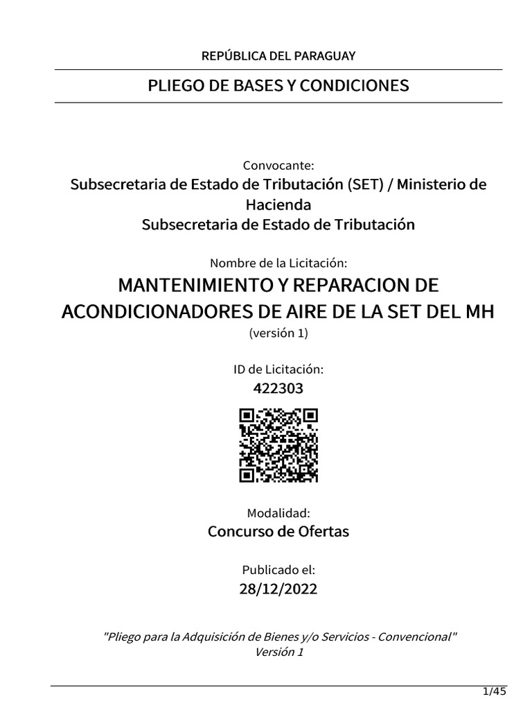 01 Pliego de Bases y Condiciones PBC PDF | PDF | Salario | Oferta ...