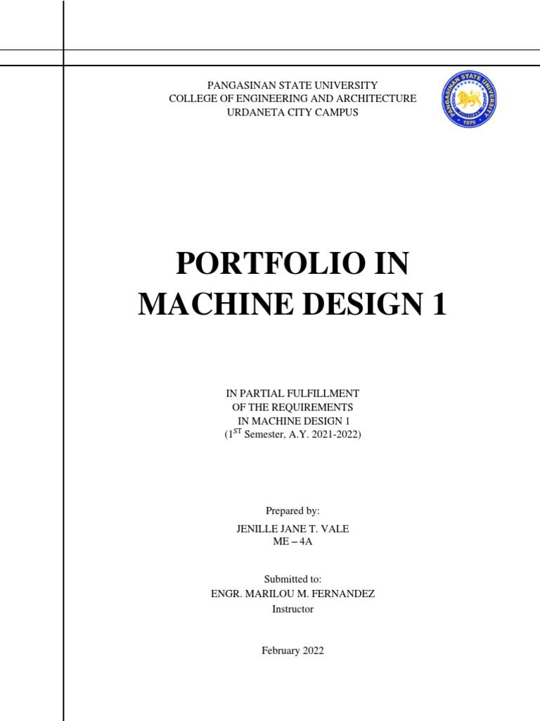Machine Design 1 Portfolio: Lecture Notes, Assignments, Quizzes, and ...