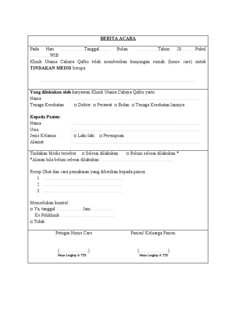 berita acara home care | PDF