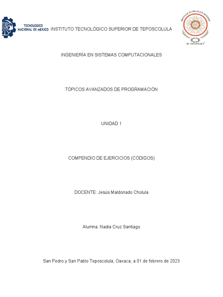 Compendio de Ejercicios Topicos Unidad 1 | PDF