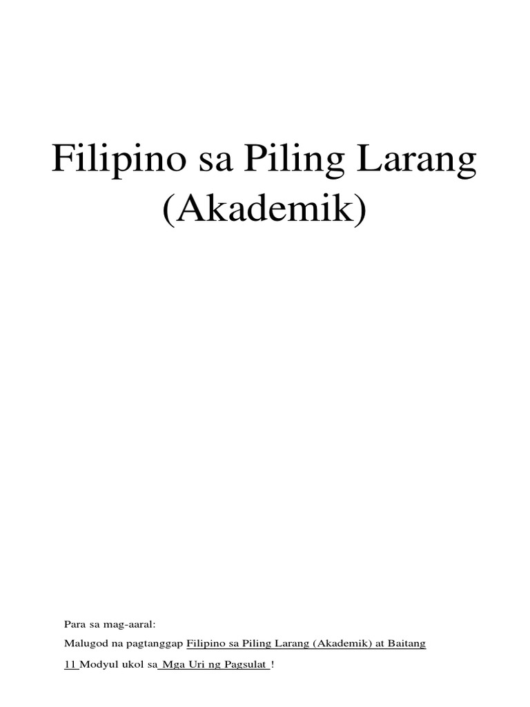 Filipino Sa Piling Larang Akademik Modyul 3 | PDF