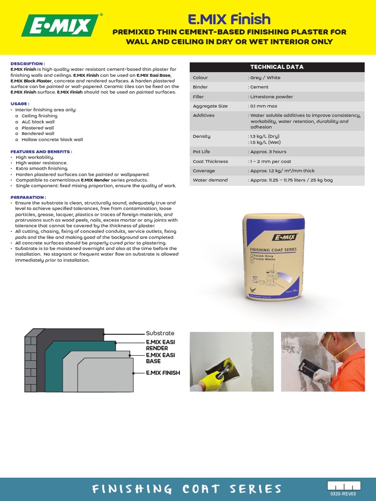 E.MIX Finish | PDF | Plaster | Concrete