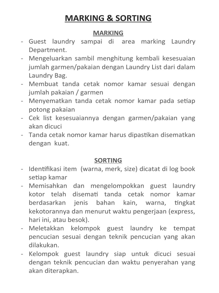 SOP Laundry | PDF
