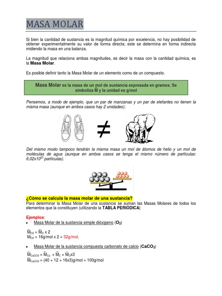 Conceptos Básicos de Masa Molar | PDF | Relaciones personales, crianza ...