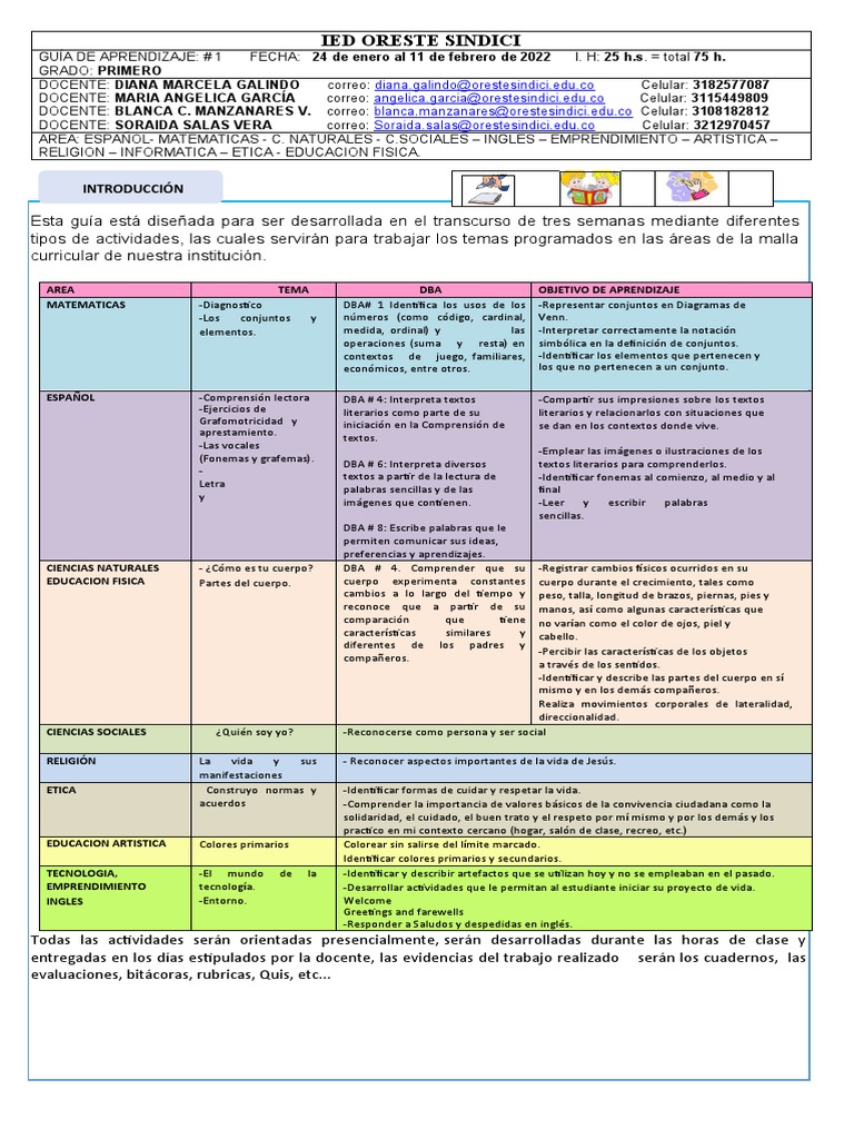 GUÍA DE APRENDIZAJE N° 1 - PRIMERO-2021 (1) | PDF | Conjunto (Matemáticas) | Evaluación
