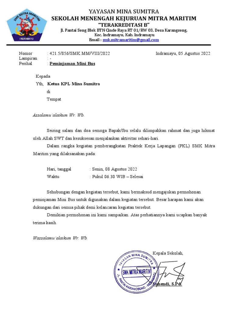 SURAT Peminjaman BUS | PDF