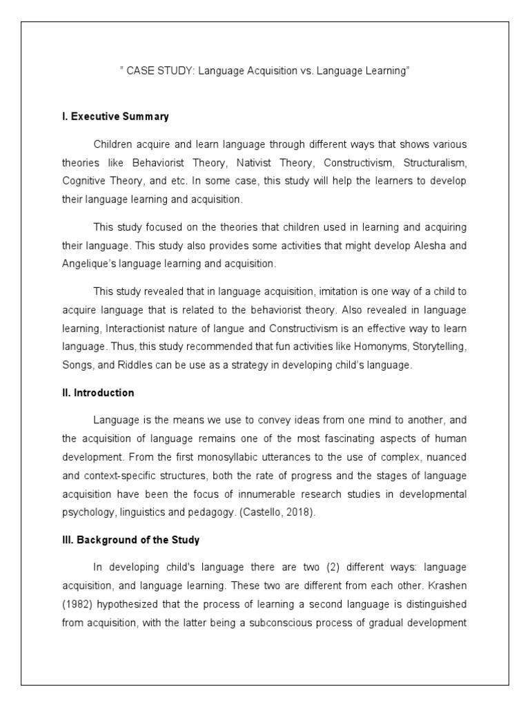 Case Study | Download Free PDF | Language Acquisition | Second Language Case Study | Download Free PDF | Language Acquisition | Second Language
