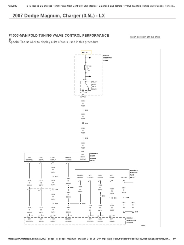 2007 Dodge Magnum, Charger (3.5L) - LX: P1005-Manifold Tuning Valve ...