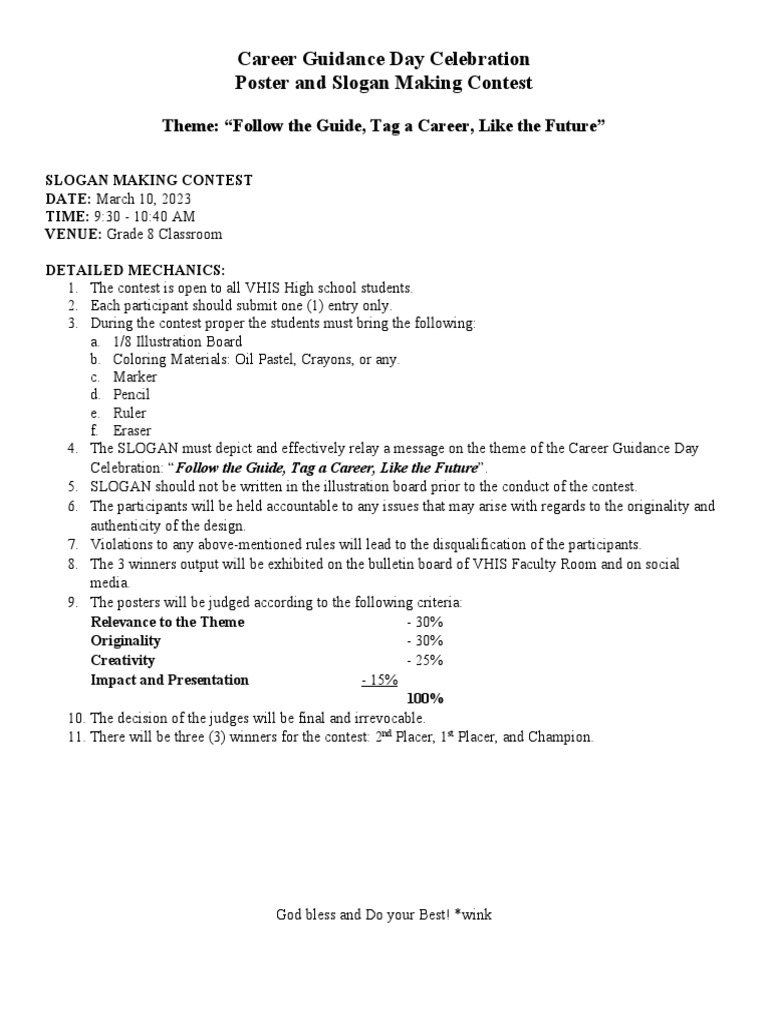 Slogan Making Contest Criteria | PDF