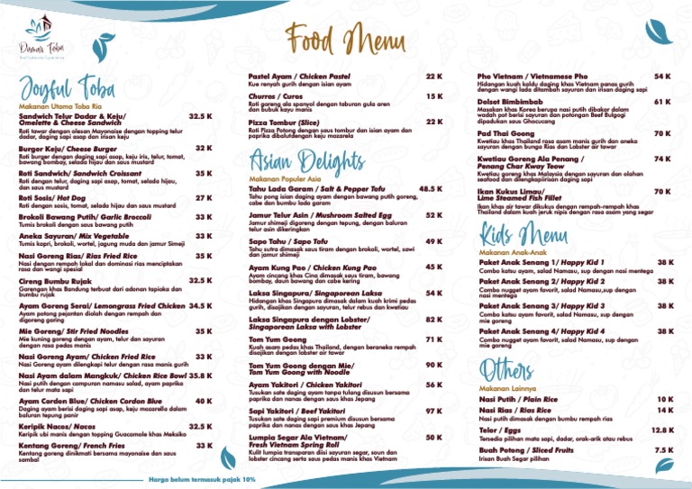 Menu Makanan Damar Toba Ria | PDF