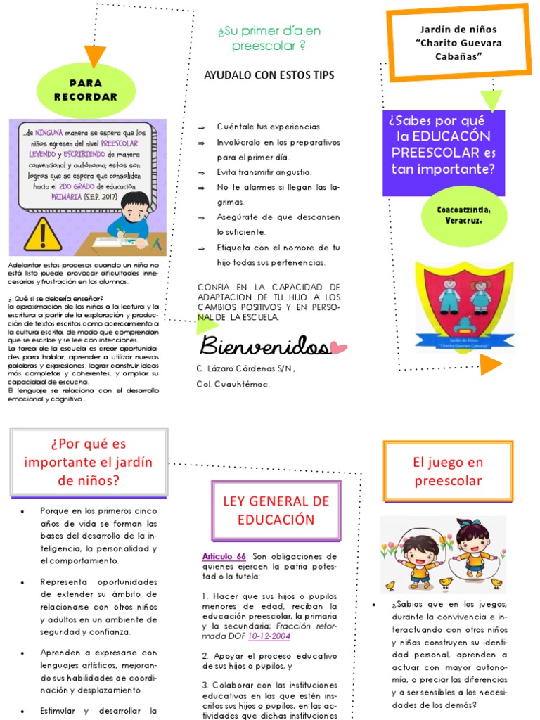 Triptico Preescolar Corregido Word | PDF | Educación de la primera ...