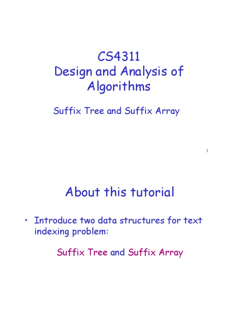Tutorial Suffix Tree Pdf Search Engine Indexing Algorithms And Data Structures