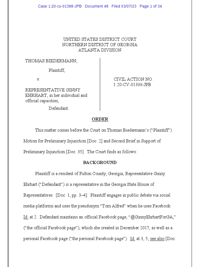 Biedermann V Ehrhart | PDF | Freedom Of Speech In The United States ...