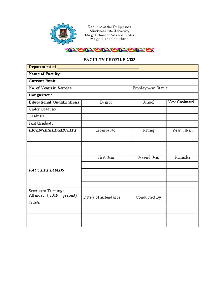 Faculty Profile Template 2023 | PDF