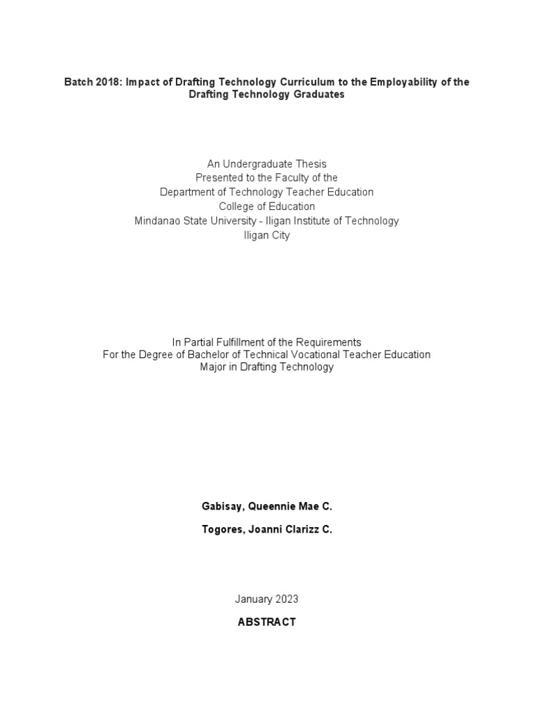 Batch 2018 - Impact of Drafting Technology Curriculum To The ...