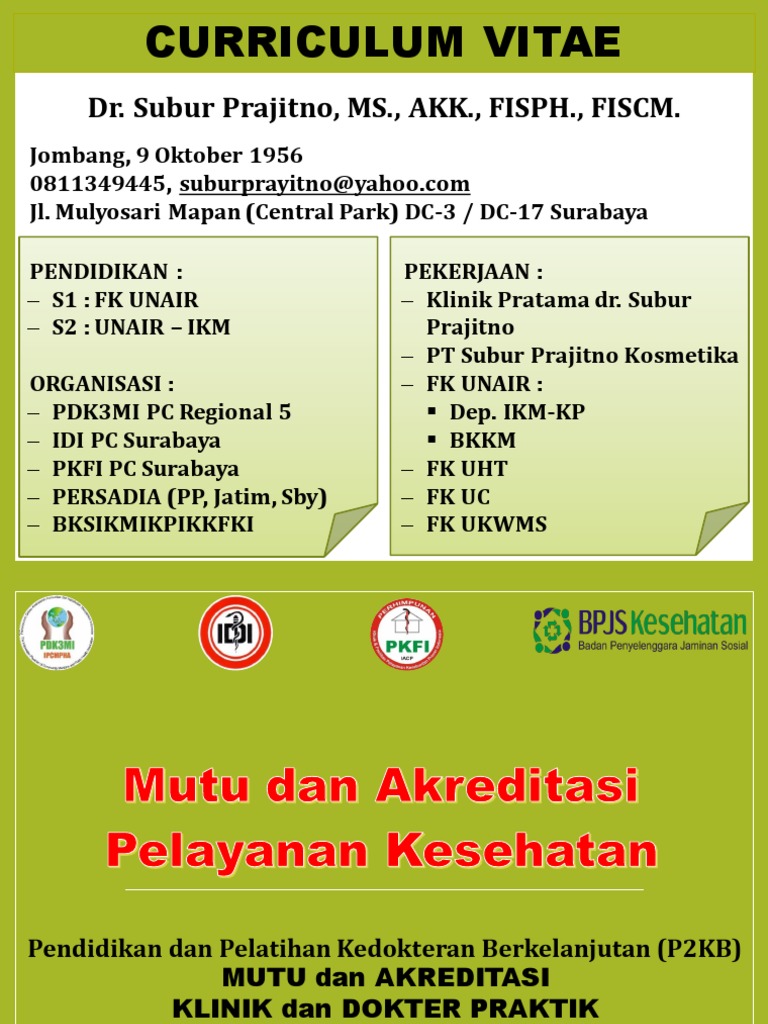 1) Mutu Dan Standar Yankes Dr. Subur Prajitno PDF | PDF | Pengembangan ...