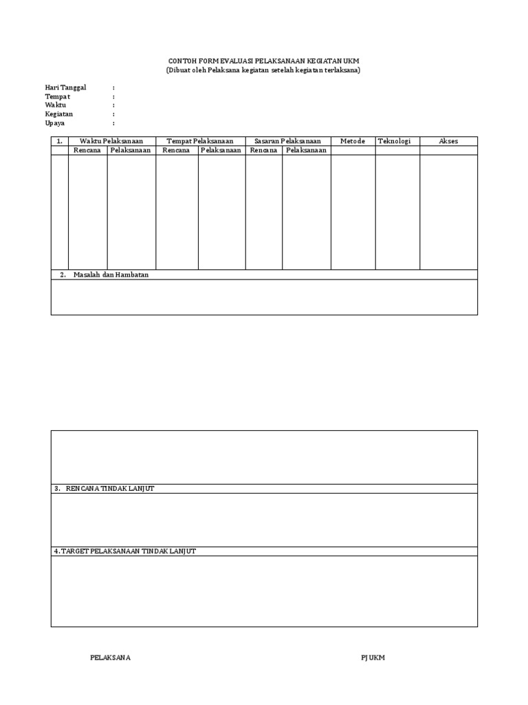 Contoh Form Evaluasi Pelaksana Kegiatan_bto | PDF