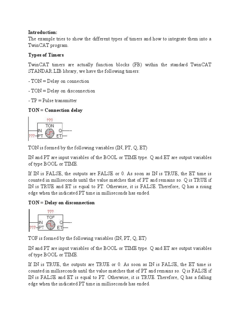 TwinCAT Timers | PDF | Variable (Mathematics) | Function (Mathematics)