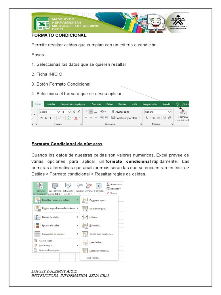 Material de Apoyo Formato Condicional | PDF | Microsoft Excel | Informática