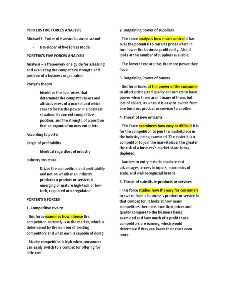 Porters Five Forces Analysis | PDF | Profit (Economics) | Economics