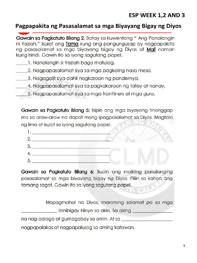 Las Fourth Grading Week 1 and 2 | PDF
