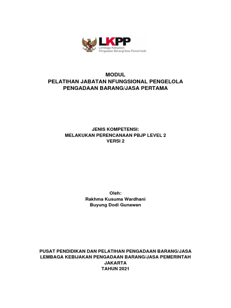 Modul JK Melakukan Perencanaan PBJP Level 2 Versi 2 PDF | PDF | Pengelolaan Keuangan & Uang ...